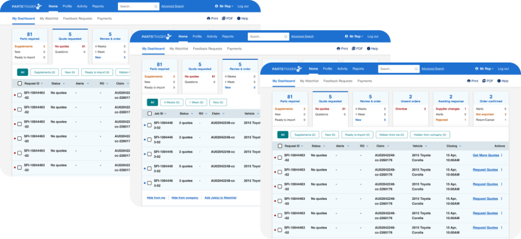 New Repairer Experience - PartsTrader
